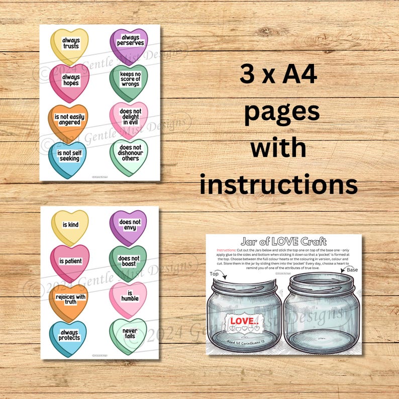 JAR of HEARTS Bible Love Craft Activity for Kids. Sunday School/ Church ...