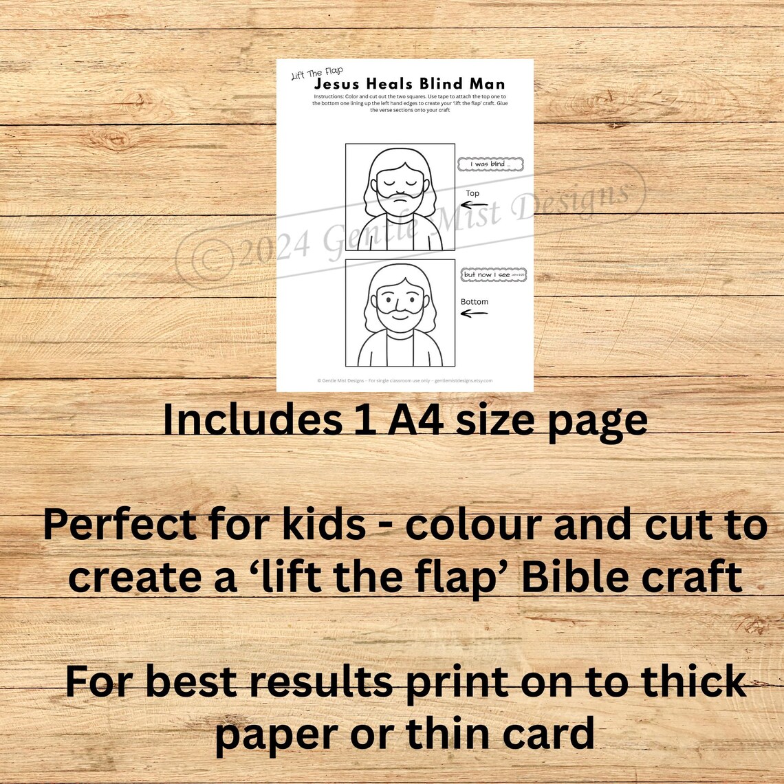 JESUS HEALS BLIND Man Bible Story Lift the Flap Paper Craft for Kids ...