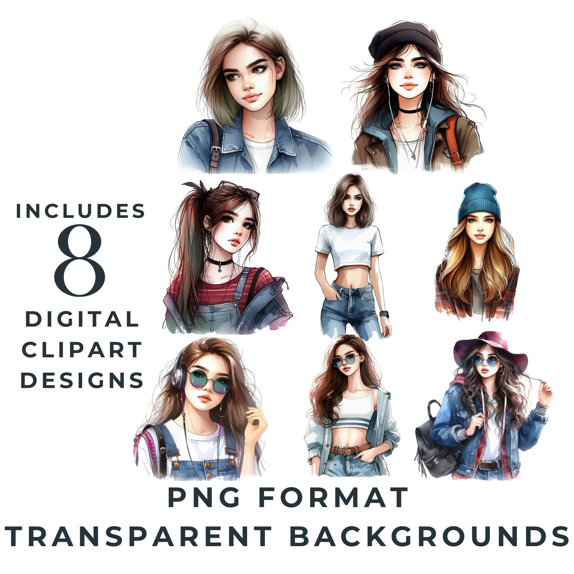 TRENDY TEENS Clipart Pack. Junk Journal Teen Girls Card Making High ...
