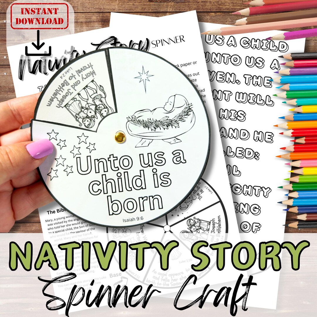 NATIVITY BIBLE STORY Spinner Craft. First Christmas Bible Verse Sunday ...