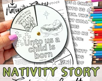 Birth of Jesus Coloring Wheel, Printable Nativity Christmas Activity ...