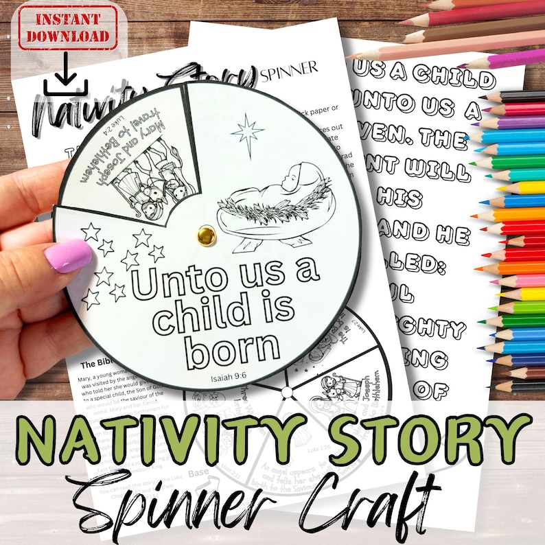 NATIVITY BIBLE STORY Spinner Craft. First Christmas Bible Verse Sunday ...