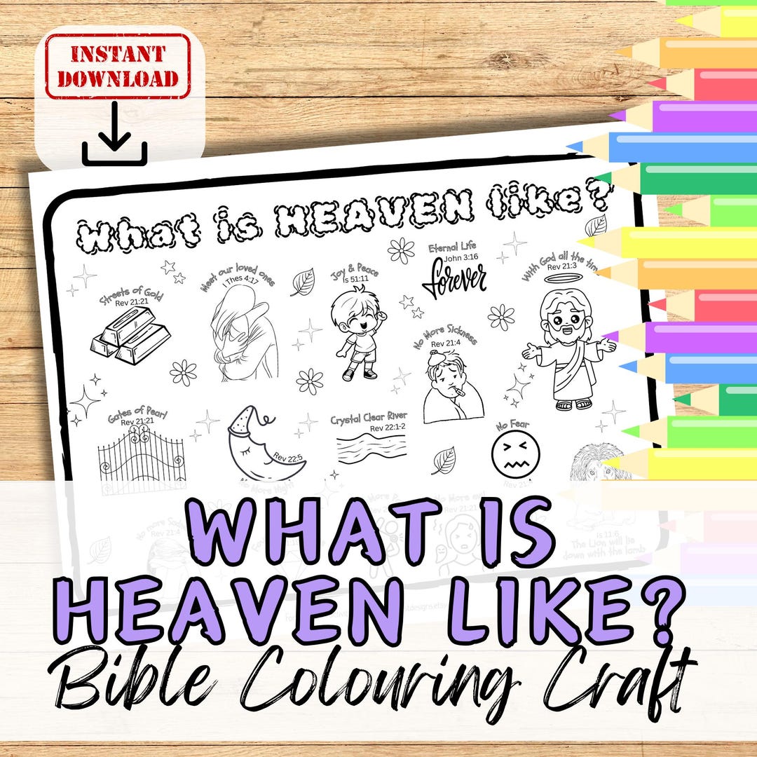 WHAT is HEAVEN LIKE? Coloring Sheet Activity for Kids, Youth. Sunday ...