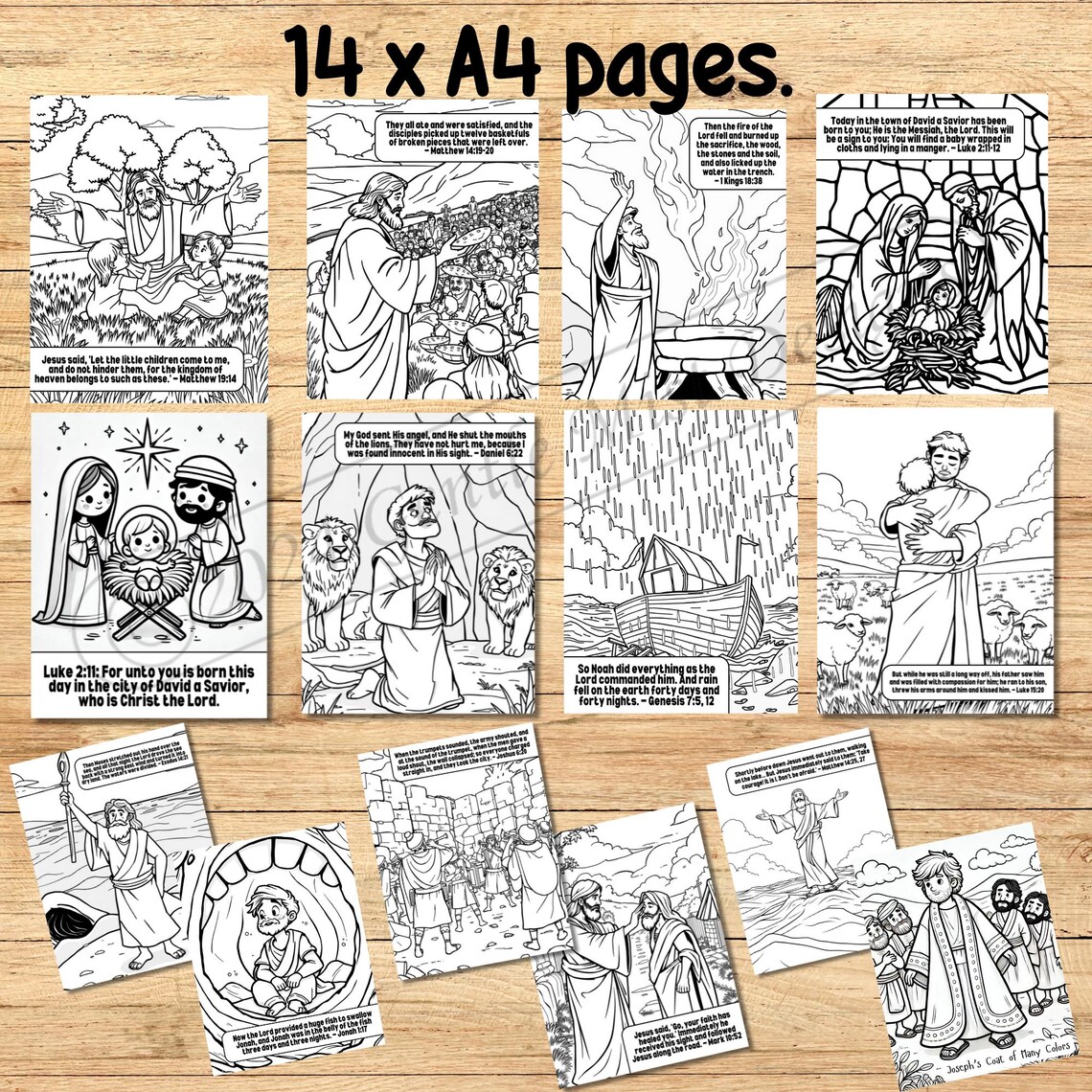 BIBLE STORY Colouring Pages Bundle. 14 Sheets Sunday School/christian ...