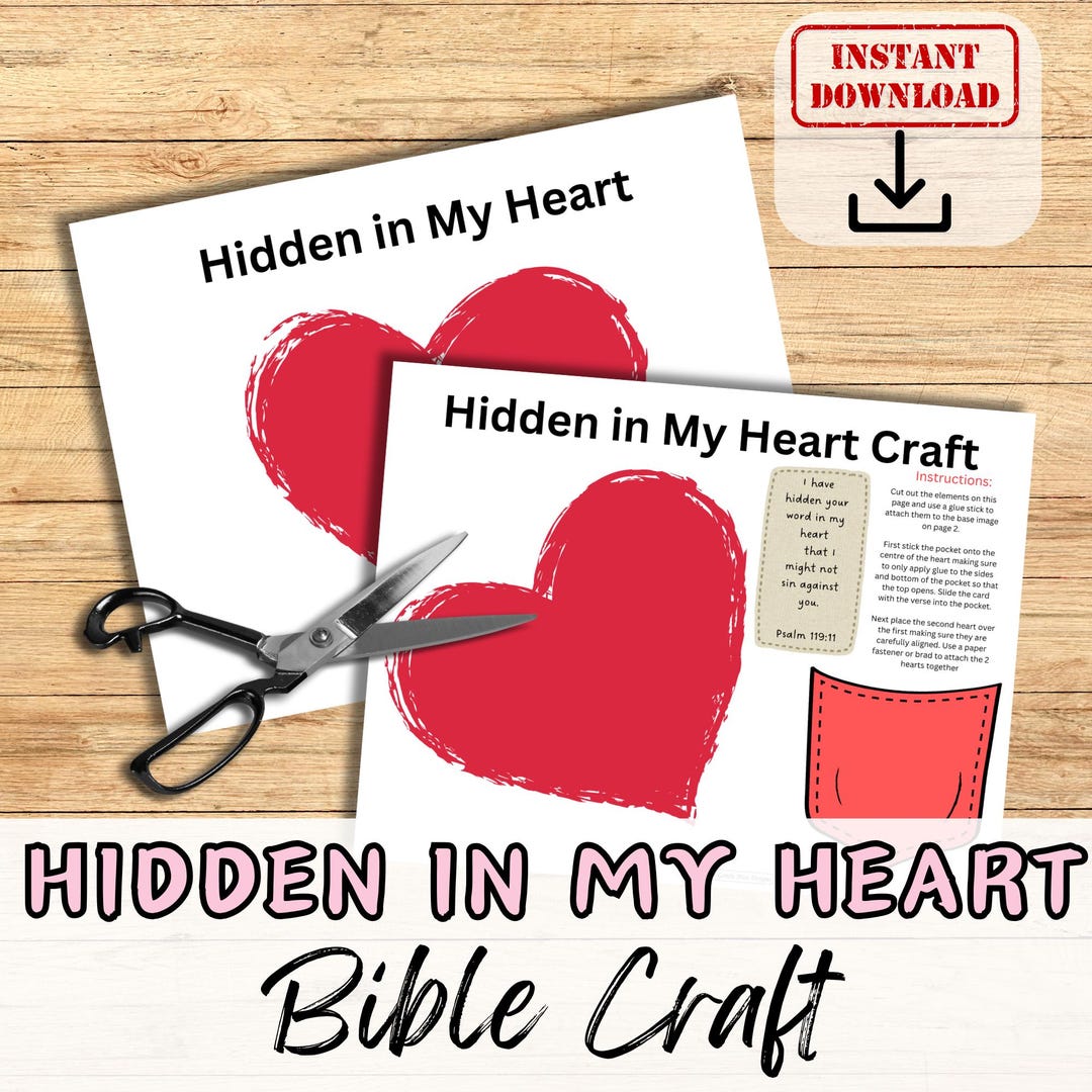 HIDDEN in My HEART Bible Verse Paper Craft for Kids. Sunday School ...