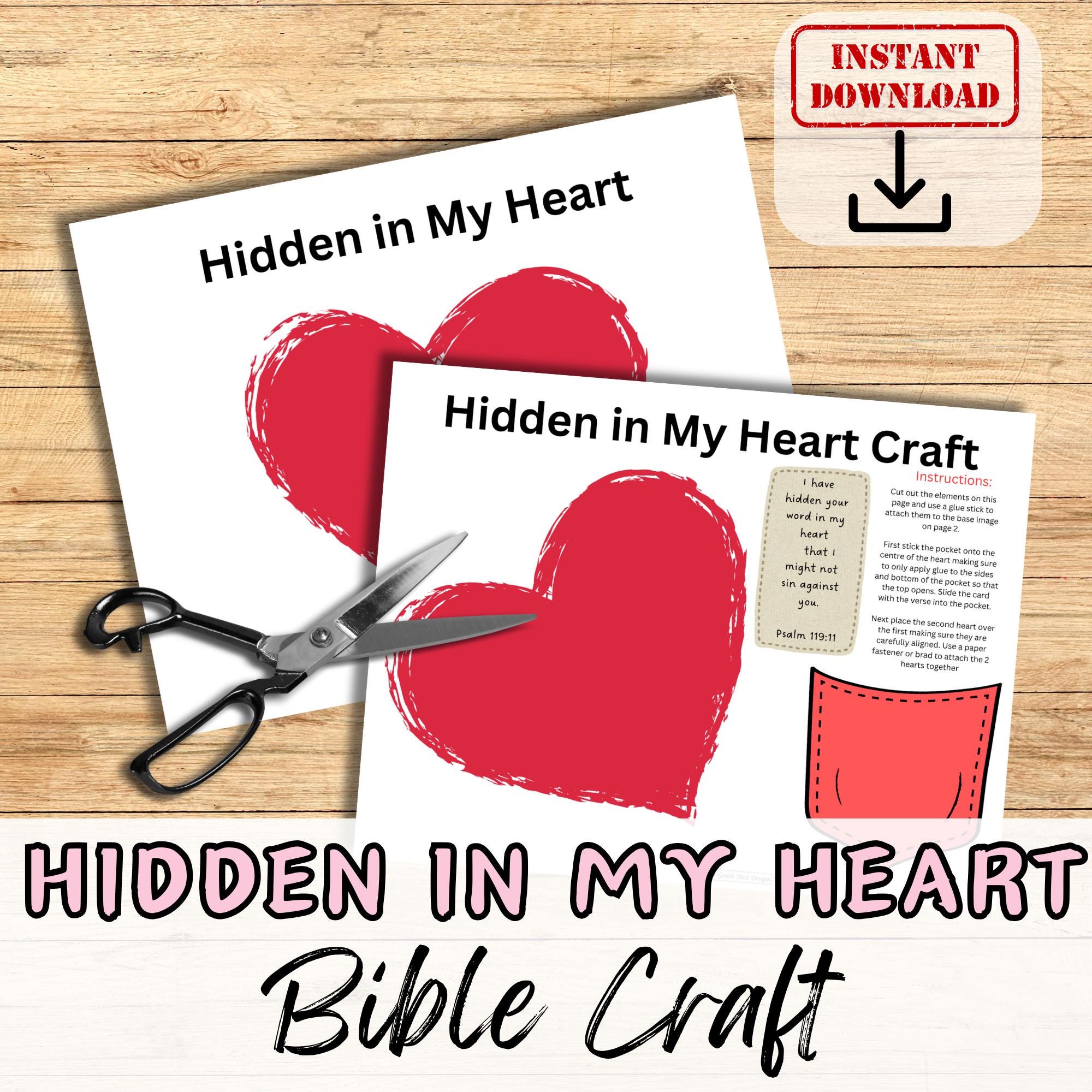 HIDDEN in My HEART Bible Verse Paper Craft for Kids. Sunday School ...