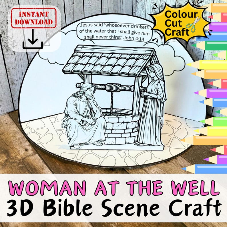 Jesus & the Woman at the Well Bible Story 3D Scene Paper Craft for Kids ...