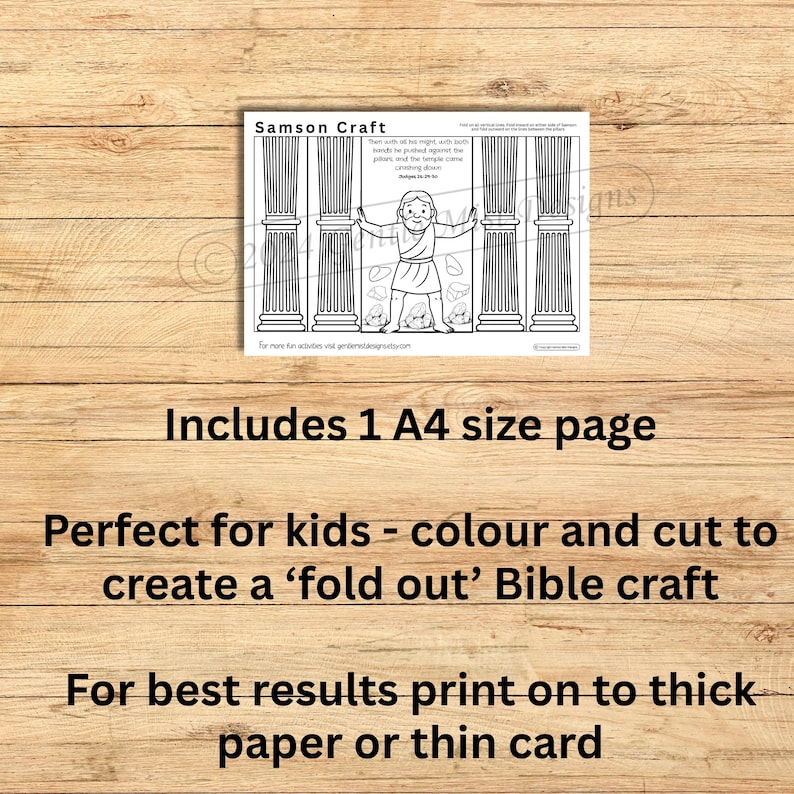 SAMSON’S STRENGTH Bible Story Folding Paper Craft for Kids Sunday ...