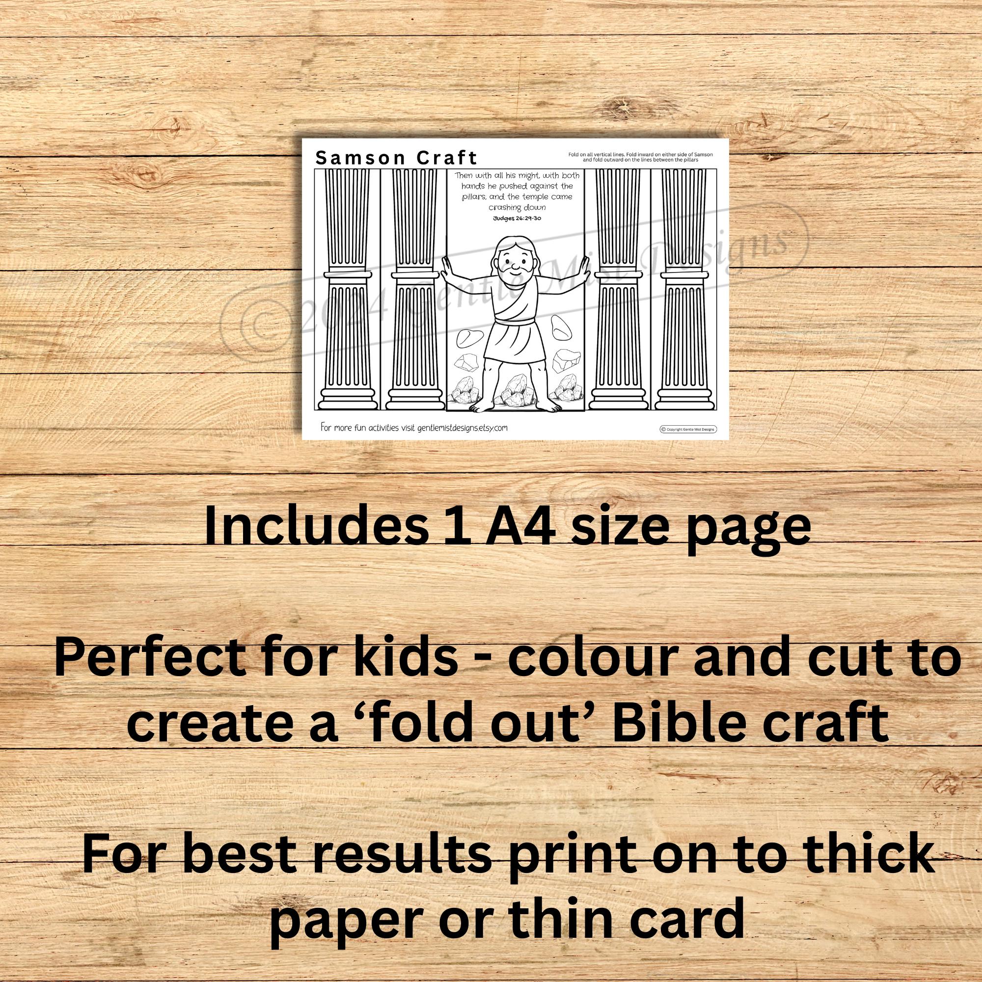 SAMSON’S STRENGTH Bible Story Folding Paper Craft for Kids Sunday ...