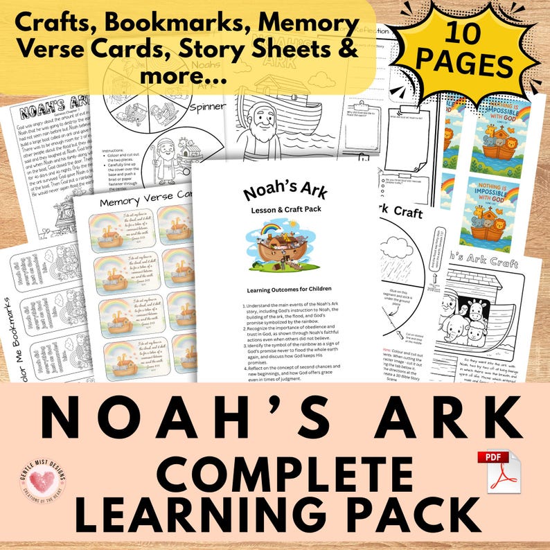 NOAH’S ARK BUNDLE Complete Bible Learning Pack for Kids Printable ...