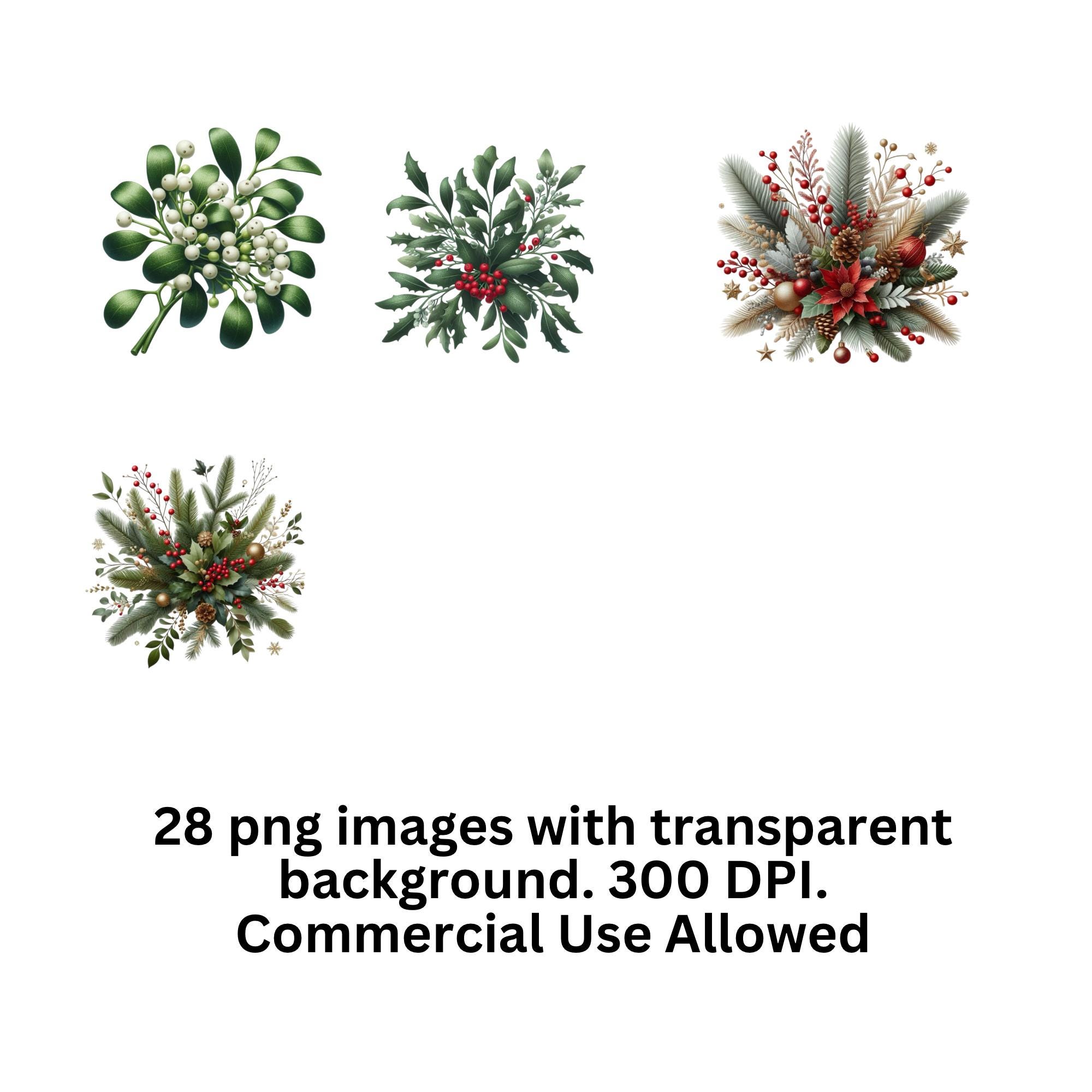 CHRISTMAS FOLIAGE & WREATHS Clipart Pack. Winter Junk Journal Card ...