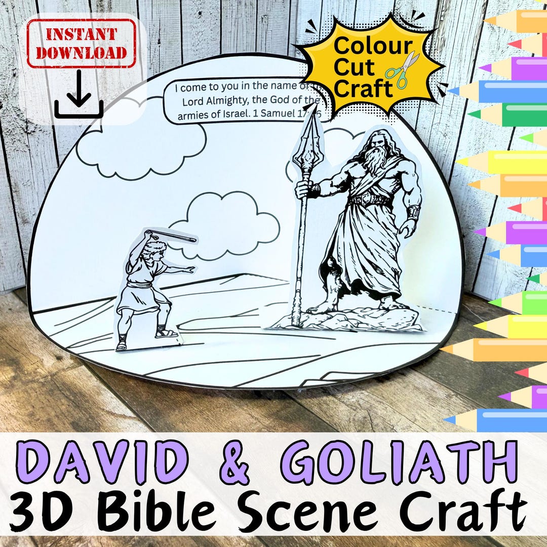 DAVID & GOLIATH Bible Story 3D Scene Paper Craft for Kids Sunday School ...