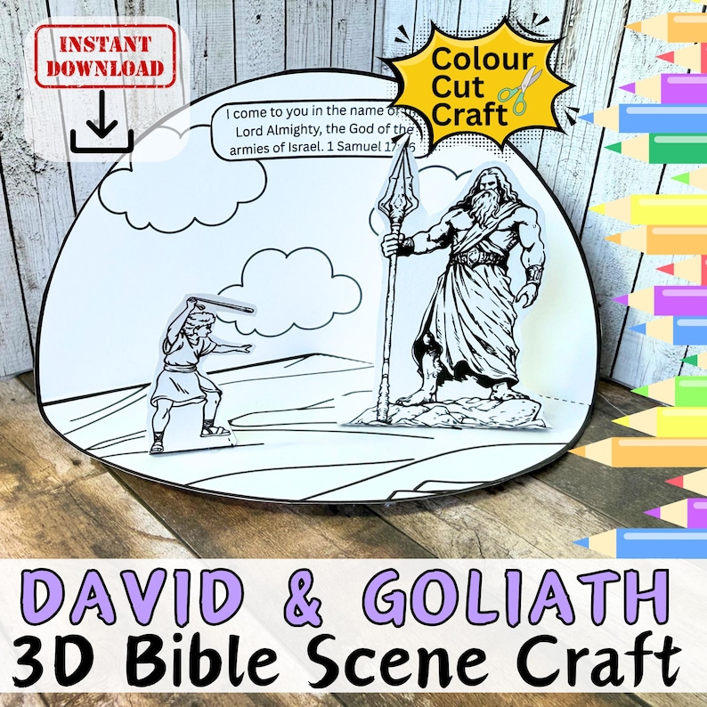 DAVID & GOLIATH Bible Story 3D Scene Paper Craft for Kids Sunday School ...