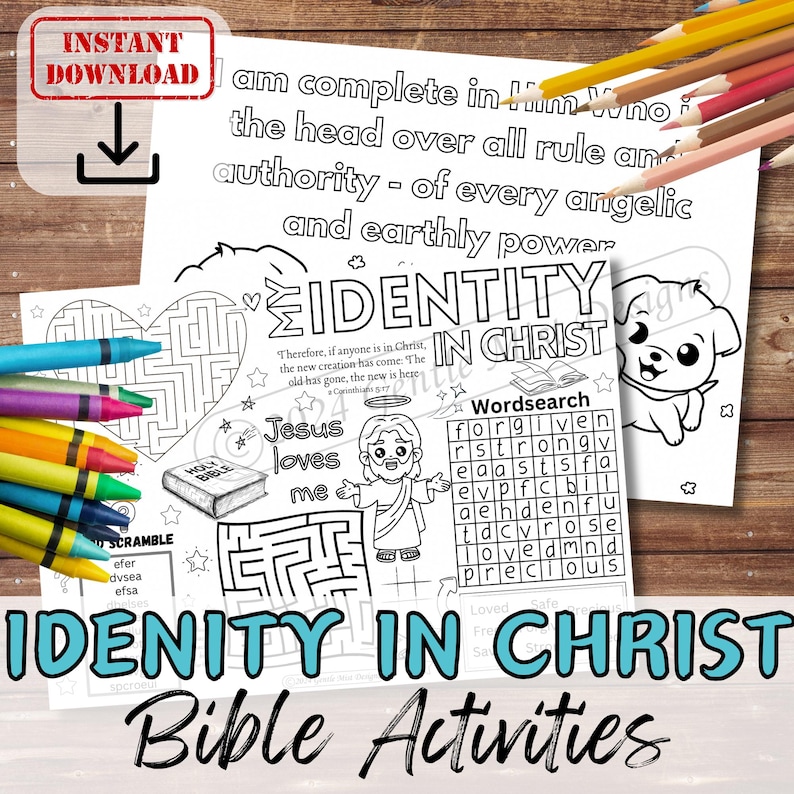 IDENTITY IN CHRIST Activity & Quiz Sheet for Kids. Church Sunday School ...