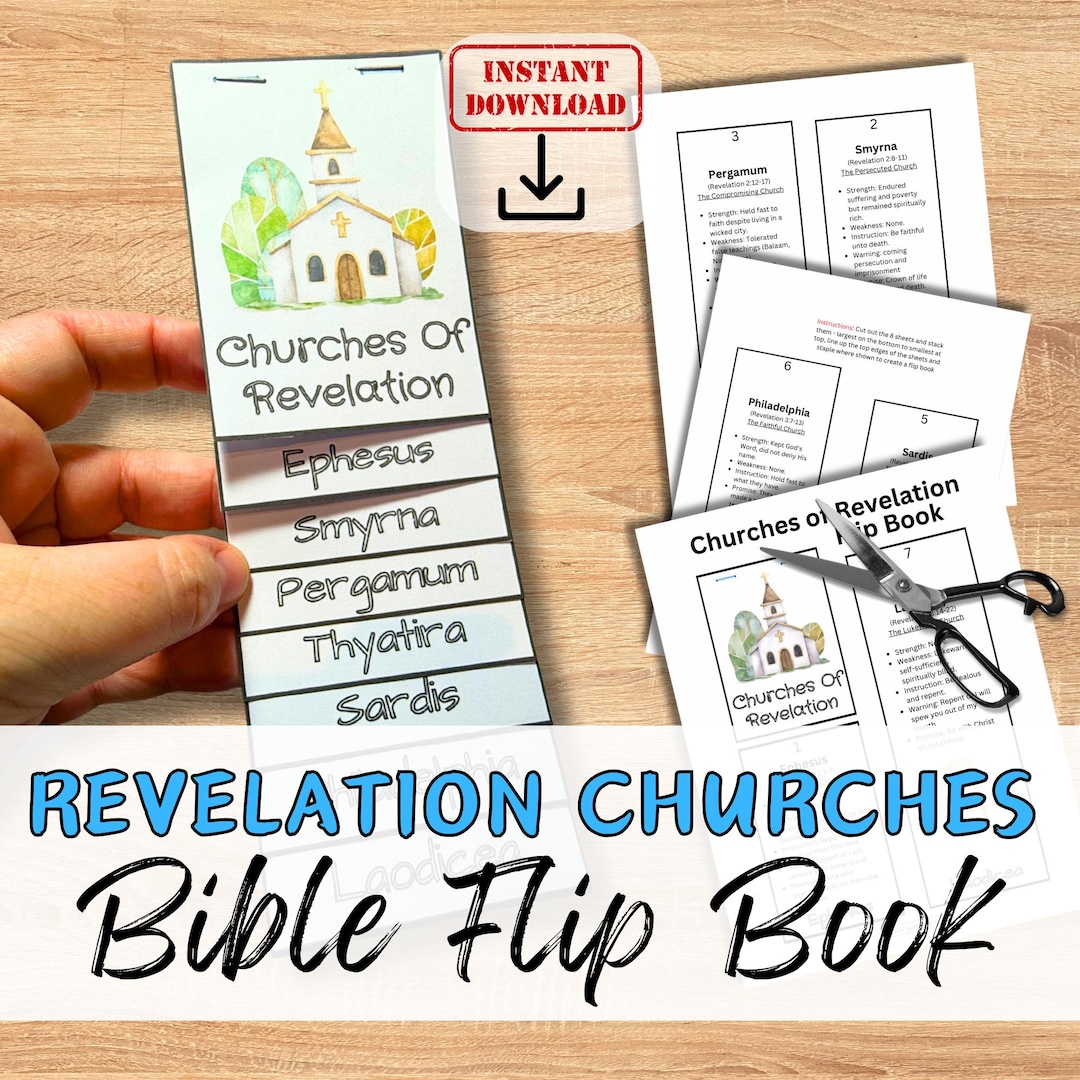 7 CHURCHES OF REVELATION Flip Book Bible Craft/ Study Guide Activity ...