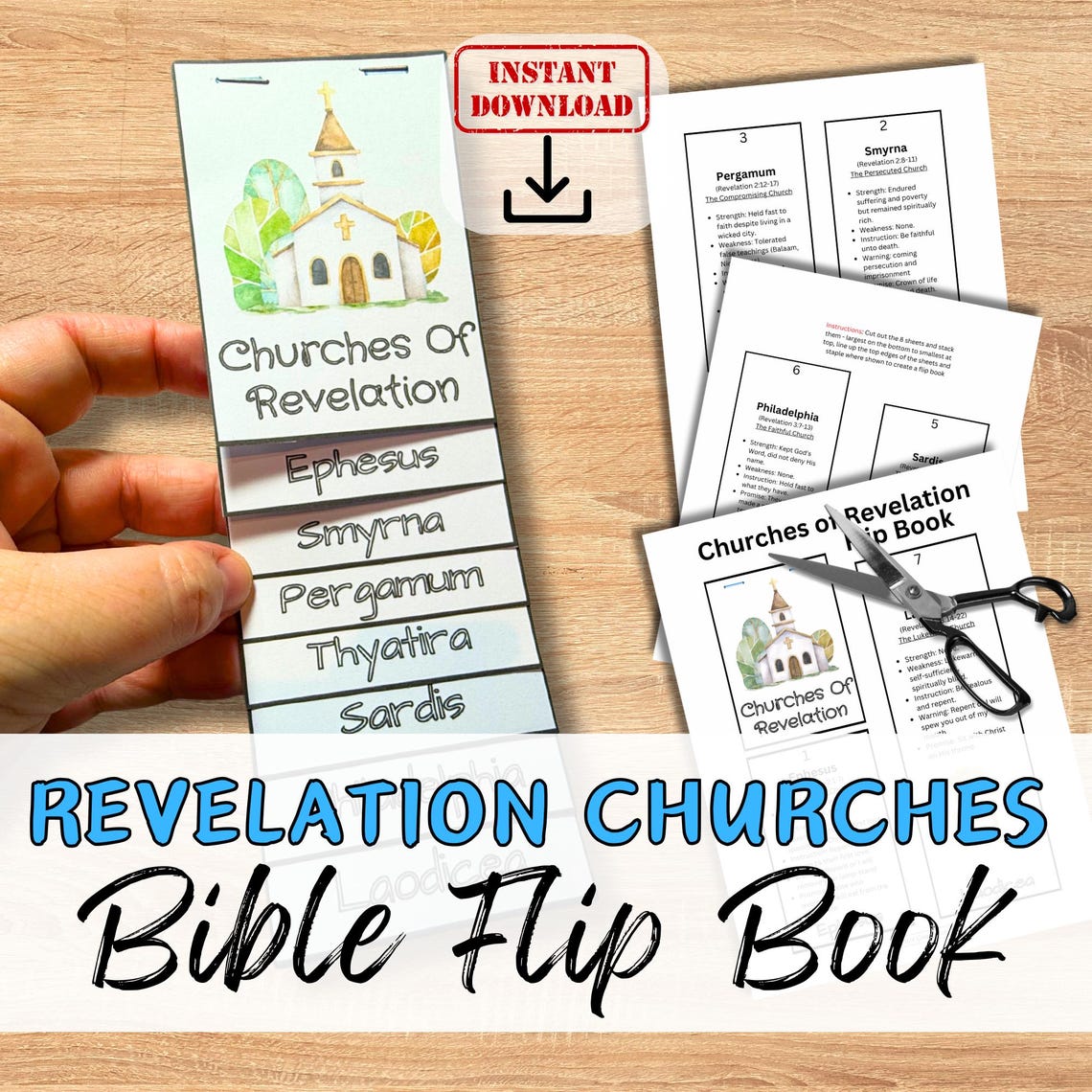 7 CHURCHES OF REVELATION Flip Book Bible Craft/ Study Guide Activity ...