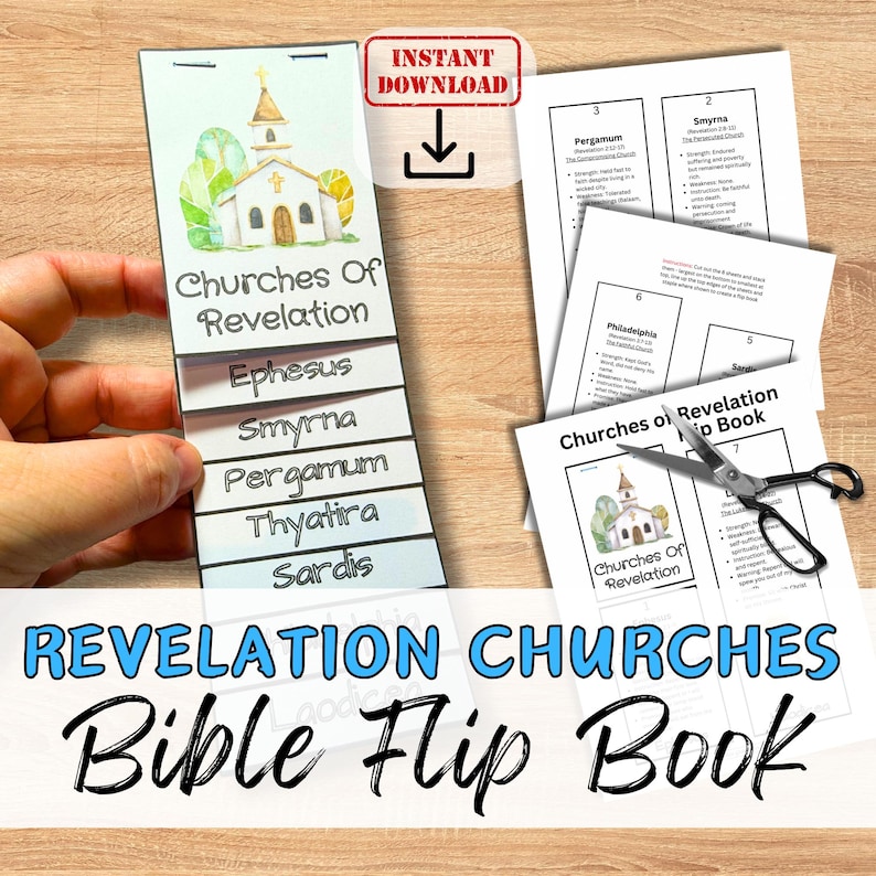 7 CHURCHES OF REVELATION Flip Book Bible Craft/ Study Guide Activity ...