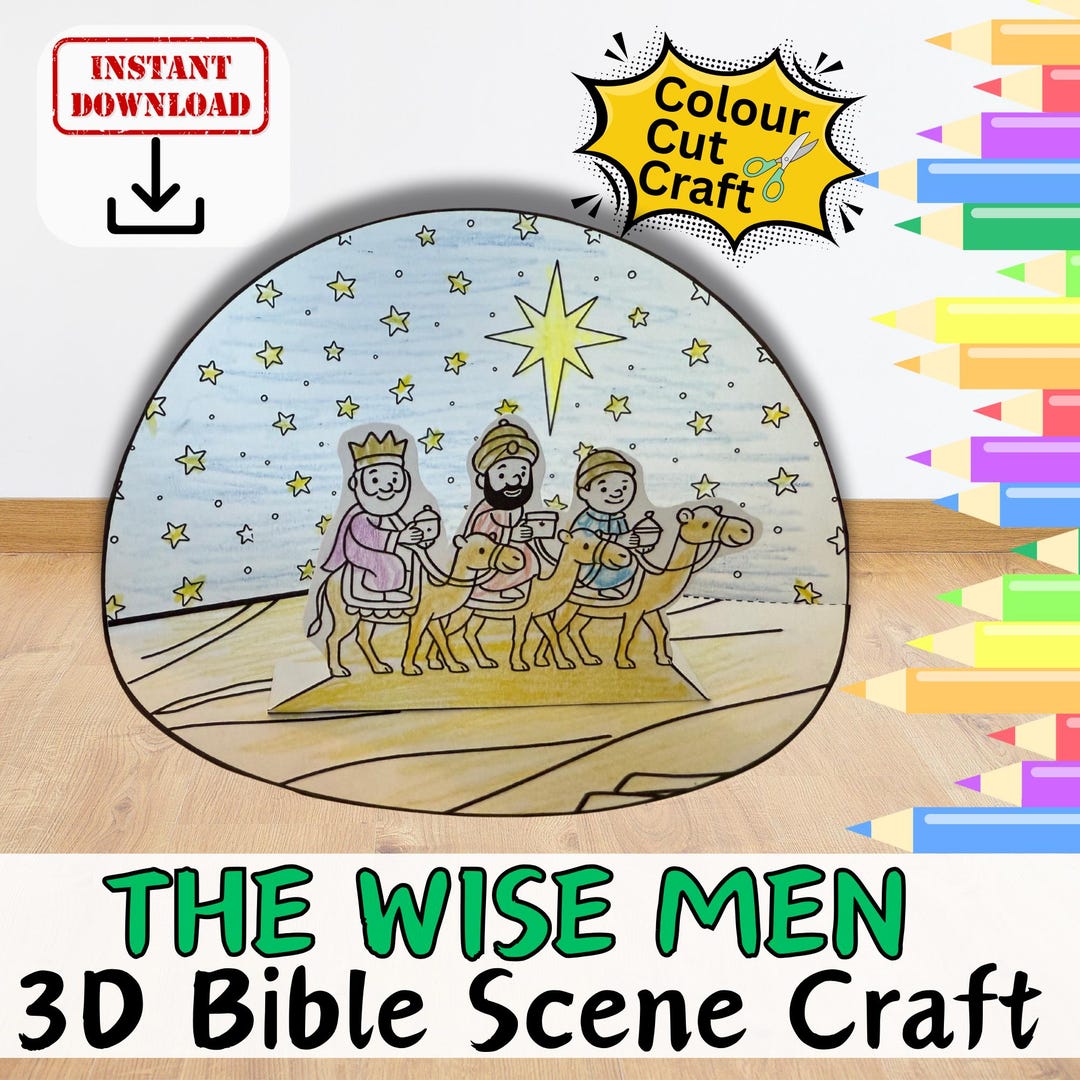 THREE WISEMEN Magi 3D SCENE - Bible Story Craft Activity for Kids ...