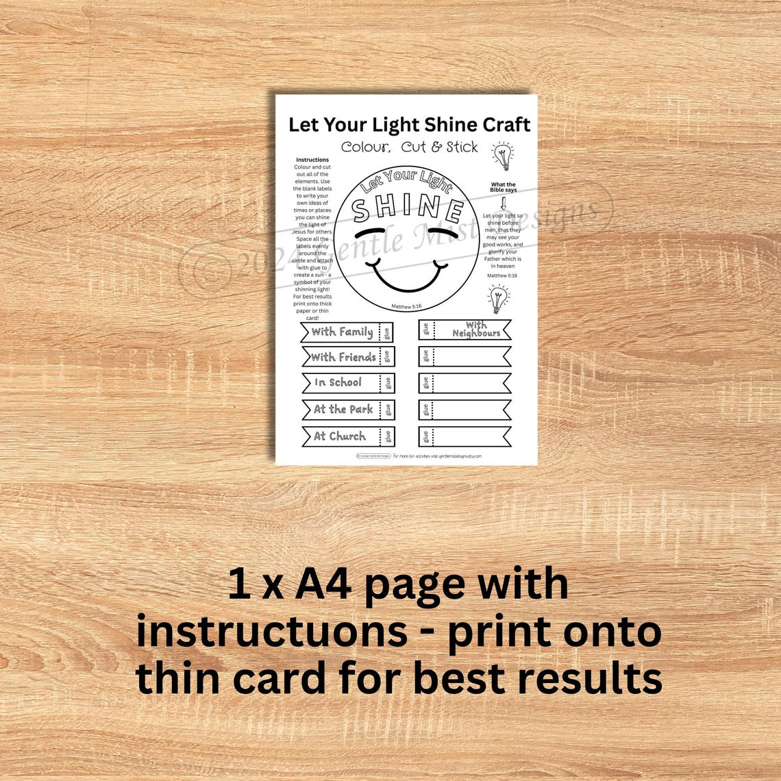 LET Your LIGHT SHINE for Jesus Bible Paper Craft Activity for Kids ...