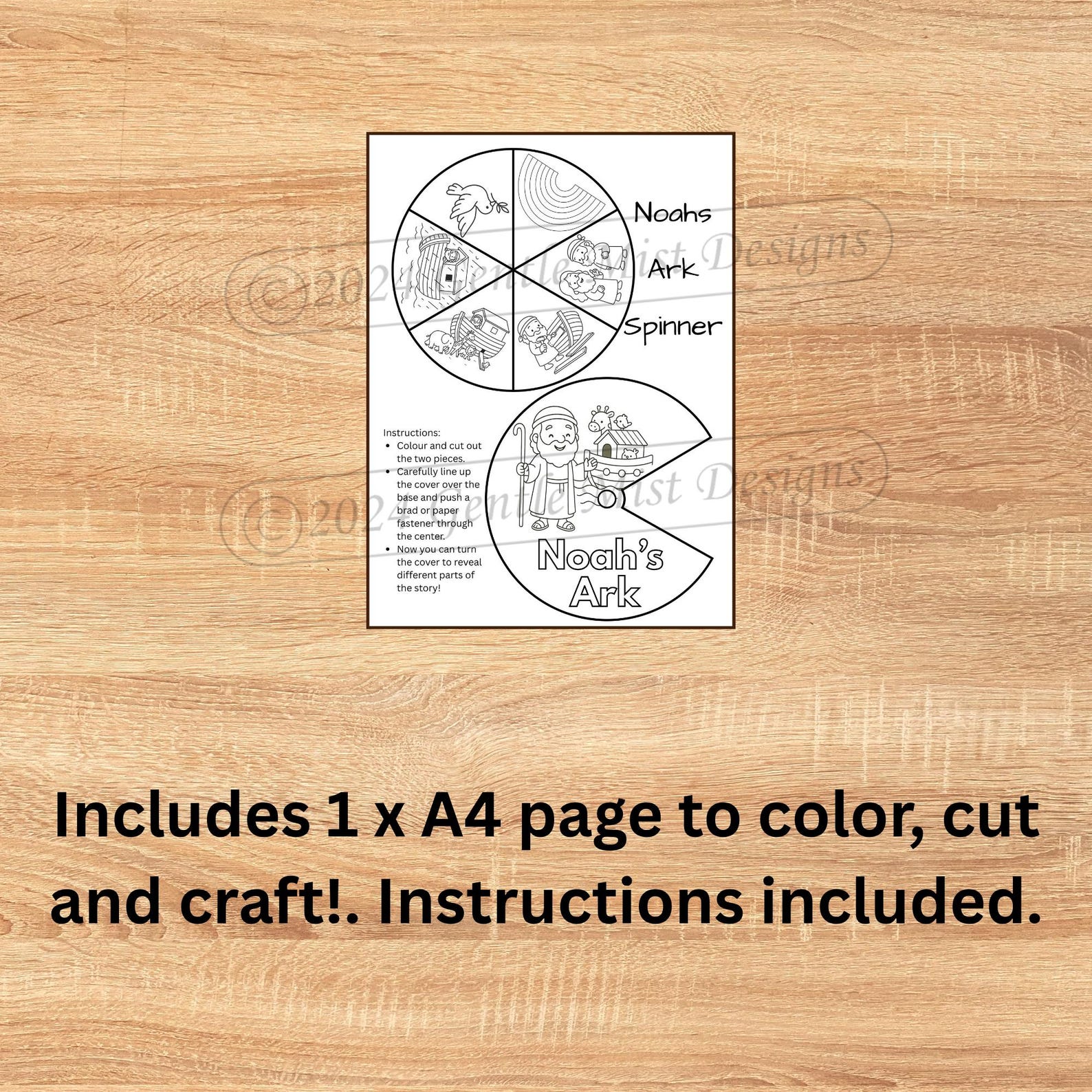 NOAH’S ARK Bible Spinner Story Wheel Craft. Bible Verse Sunday School ...