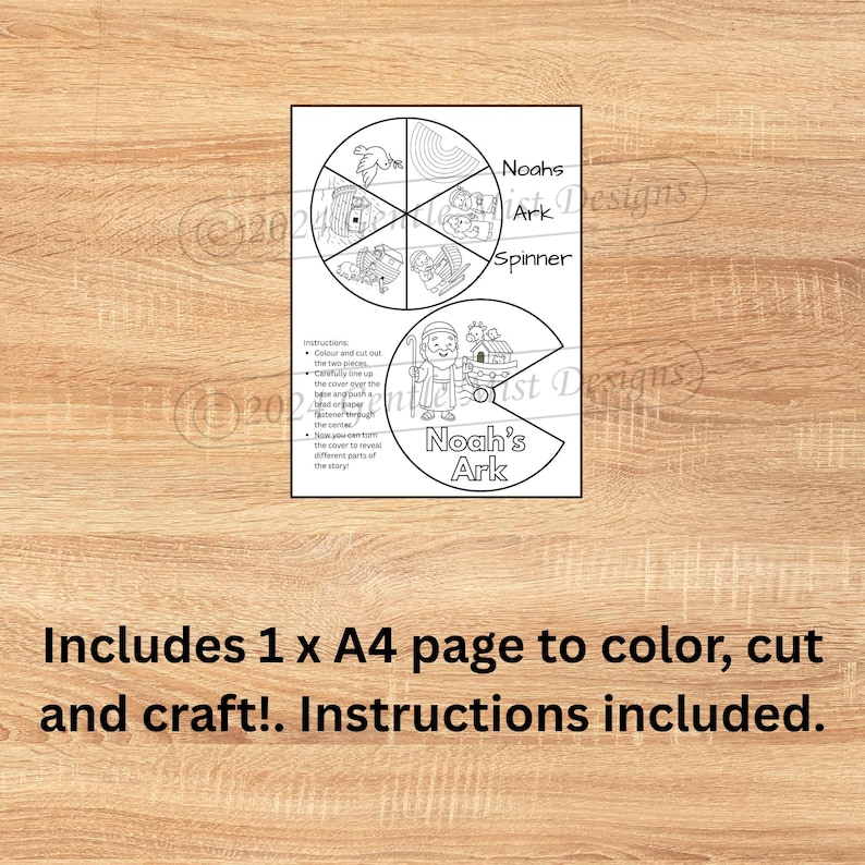 NOAH’S ARK Bible Spinner Story Wheel Craft. Bible Verse Sunday School ...