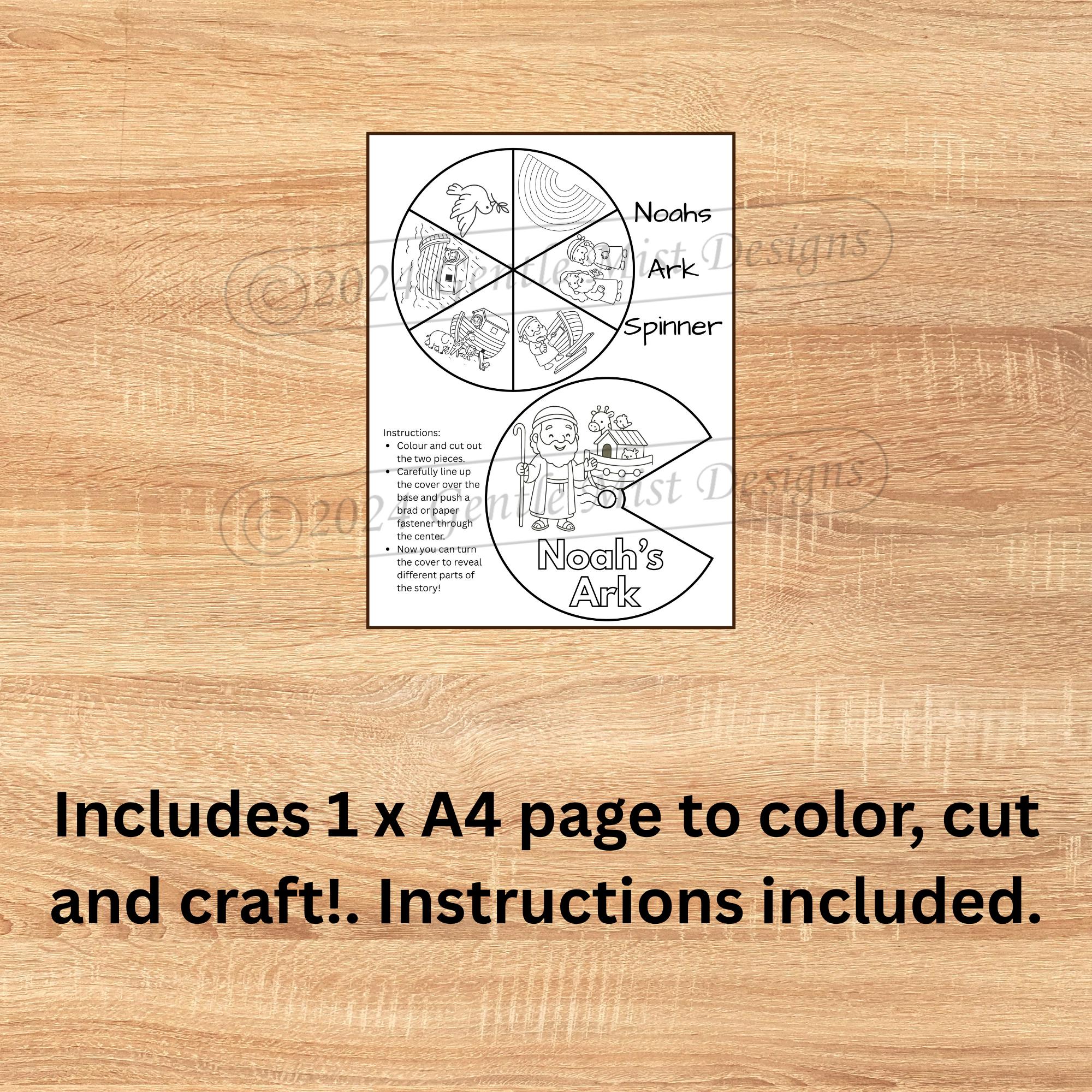 NOAH’S ARK Bible Spinner Story Wheel Craft. Bible Verse Sunday School ...
