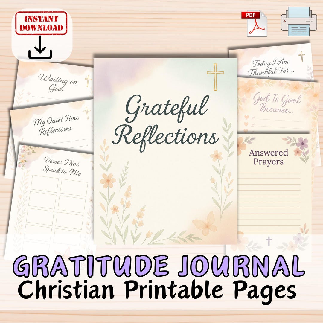 Christian Gratitude Journal Printable | 7 Page Faith-based Reflection ...