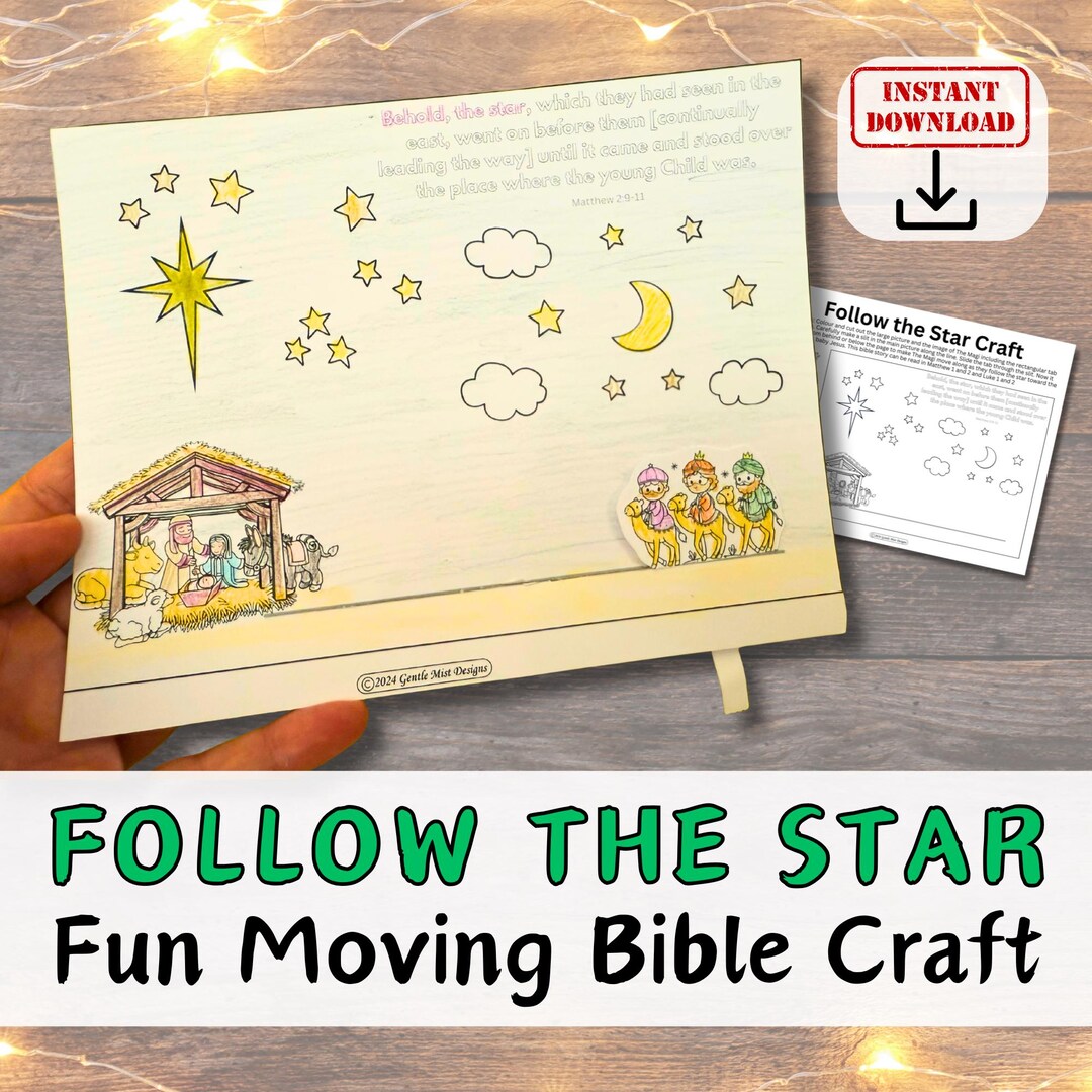 FOLLOW THE STAR Bible Story Craft Activity for Kids. Sunday School. the ...
