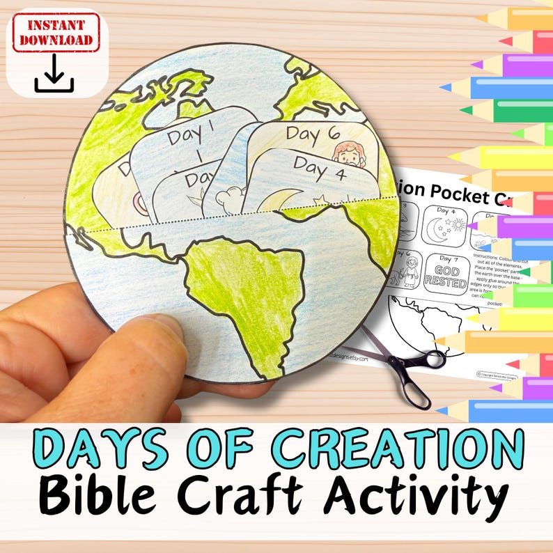 DAYS of CREATION - WORLD Bible Paper Craft Activity for Kids Printable ...