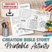 7 DAYS of CREATION Bible Story and Activity Sheet for Kids. Church ...