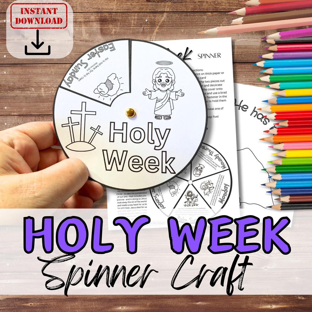 HOLY WEEK EASTER Bible Spinner Wheel Craft. Bible Verse Sunday School ...