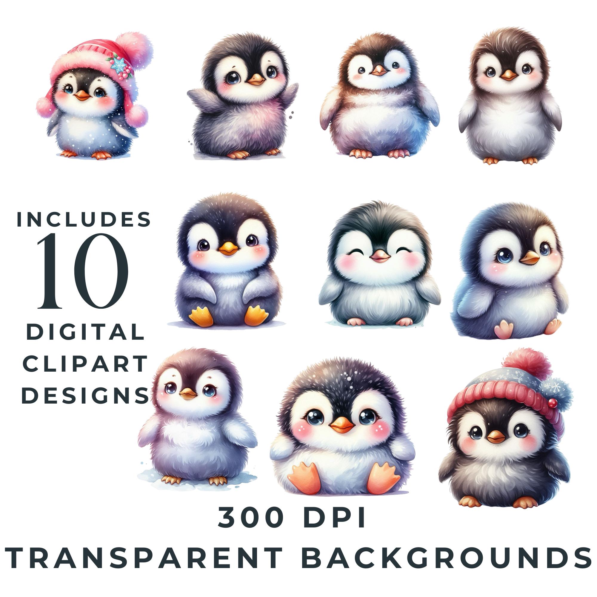 CUTE PENGUINS Clipart. Junk Journal Card Making Graphics High Quality ...