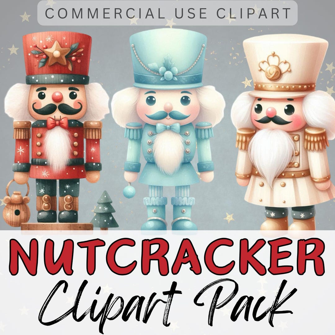 Cute NUTCRACKER Clipart Pack. Christmas Junk Journal Card Making High ...