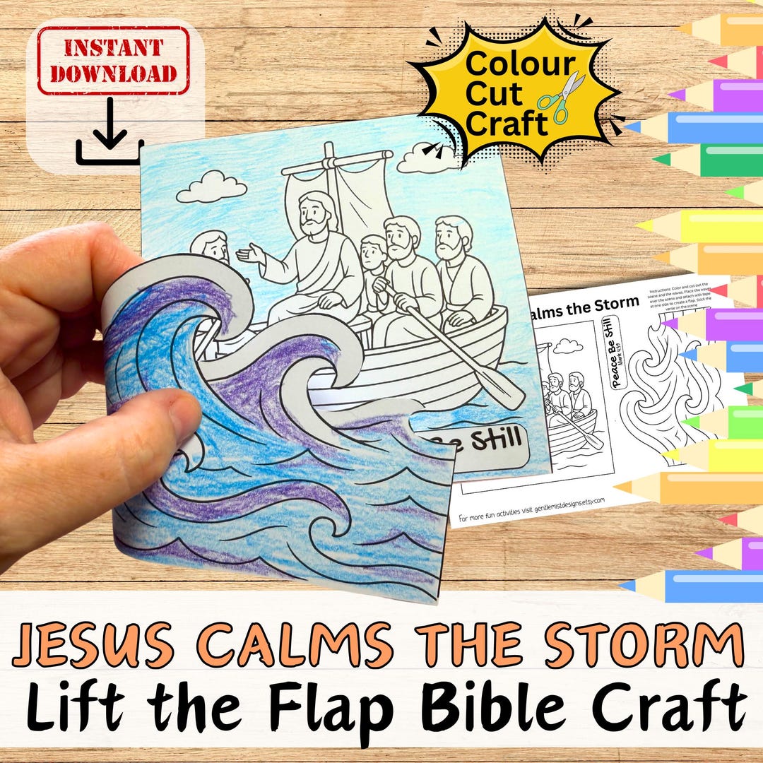 JESUS CALMS the STORM Bible Story Lift the Flap Paper Craft for Kids ...