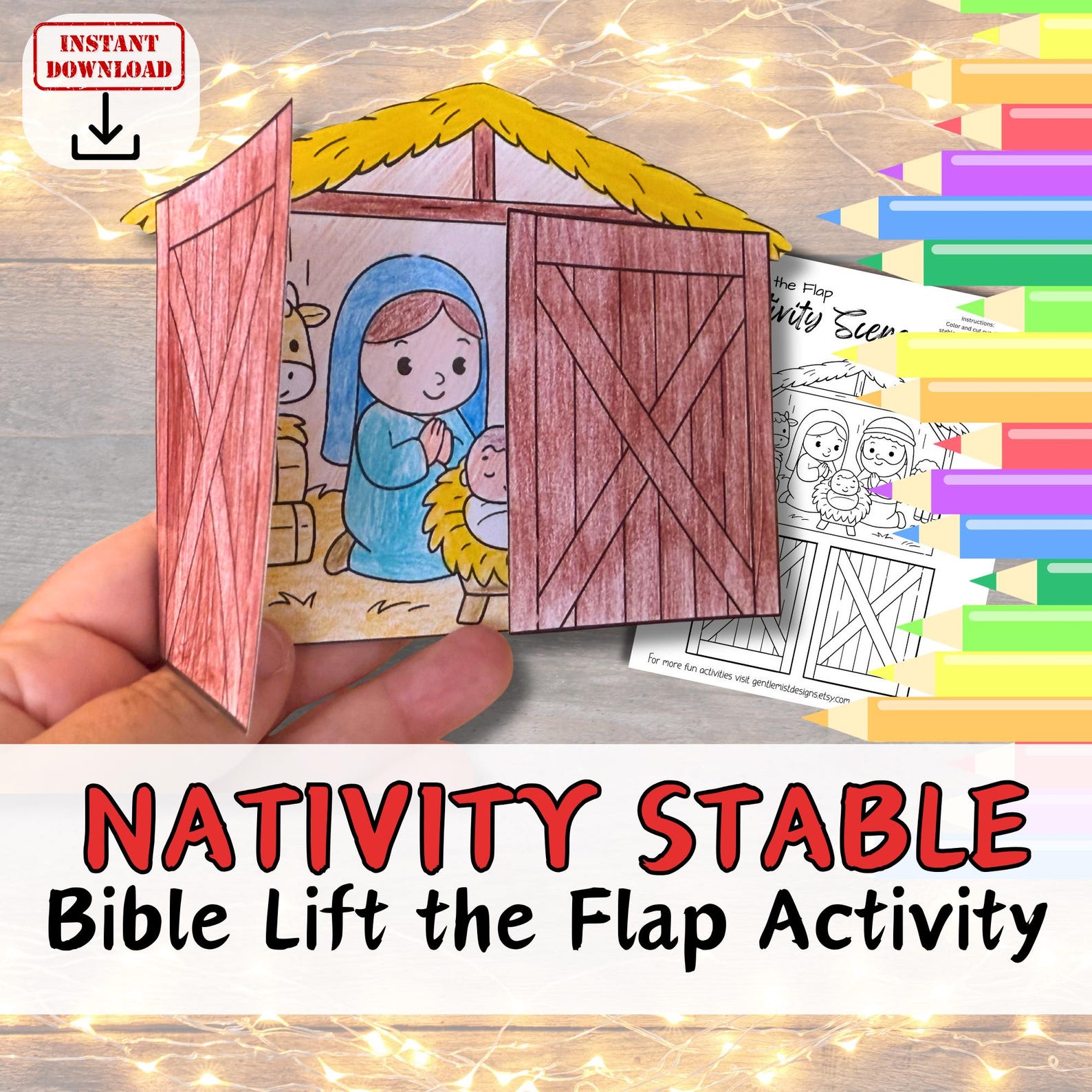 BETHLEHEM STABLE Lift the Flap Christmas Nativity Craft Kit Activity ...
