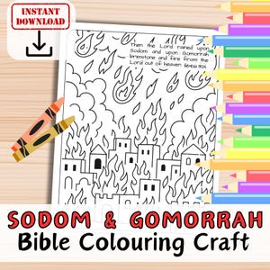 SODOM & GOMORRAH Bible Verse Coloring in Sheet Activity for Kids, Youth ...