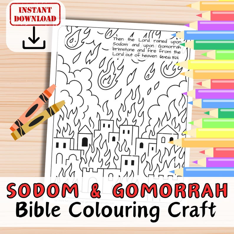 SODOM & GOMORRAH Bible Verse Coloring in Sheet Activity for Kids, Youth ...