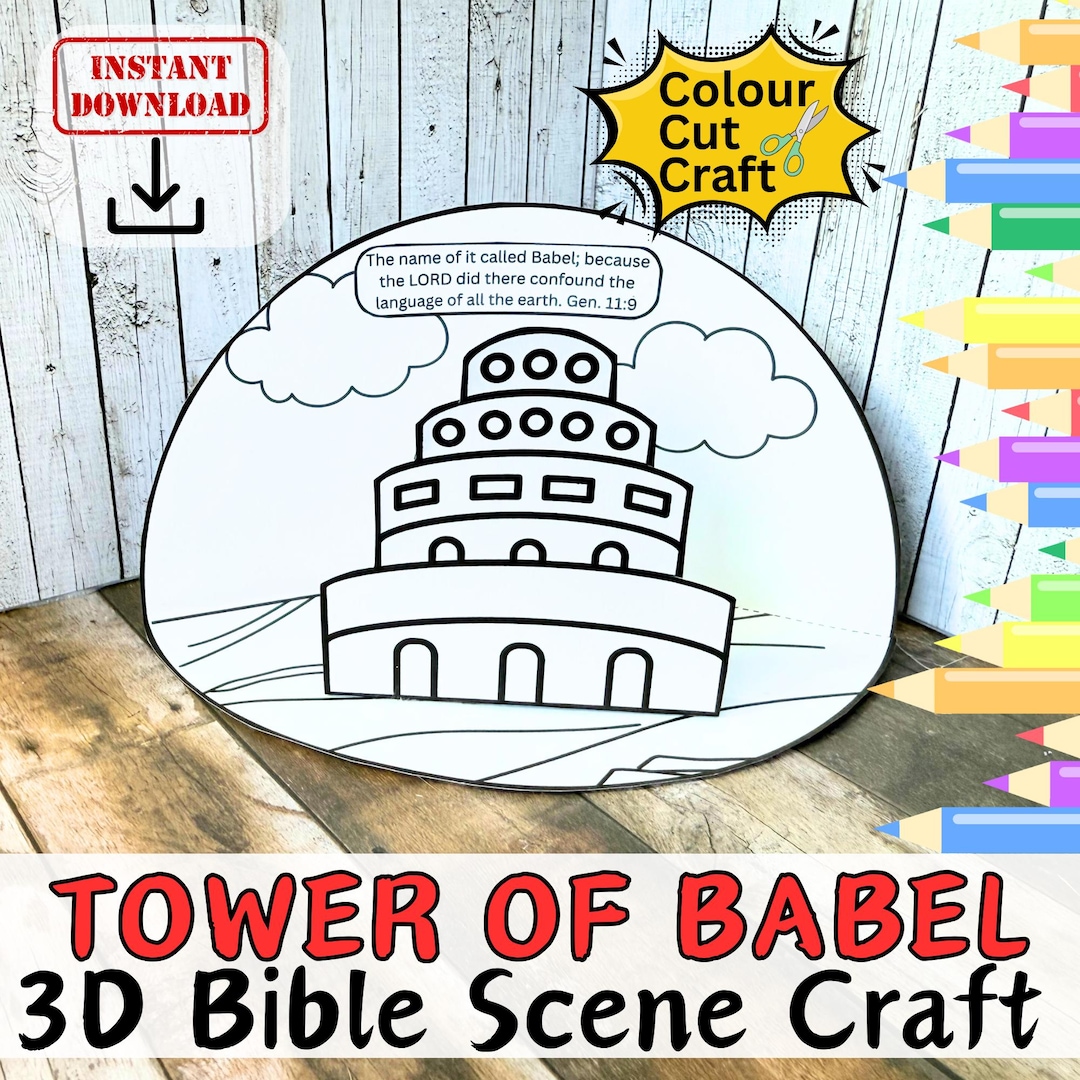 TOWER OF BABEL Bible Story 3D Scene Paper Craft for Kids Sunday School ...