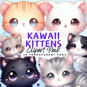 KAWAII KITTENS Clipart Pack. Cute Cats Junk Journal Card Making High ...