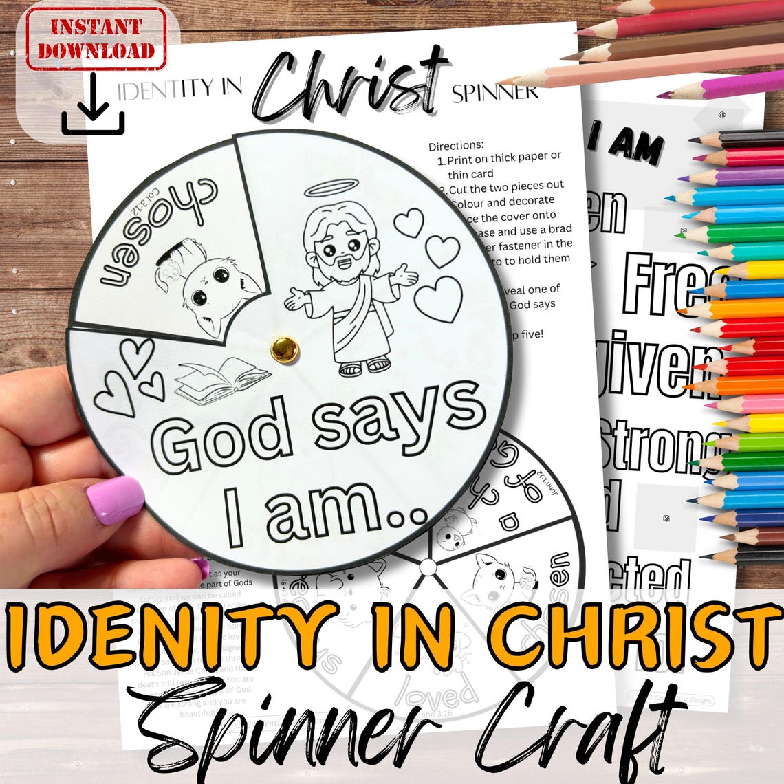 IDENTITY IN CHRIST Spinner Craft. Bible Verse Sunday School Activity ...