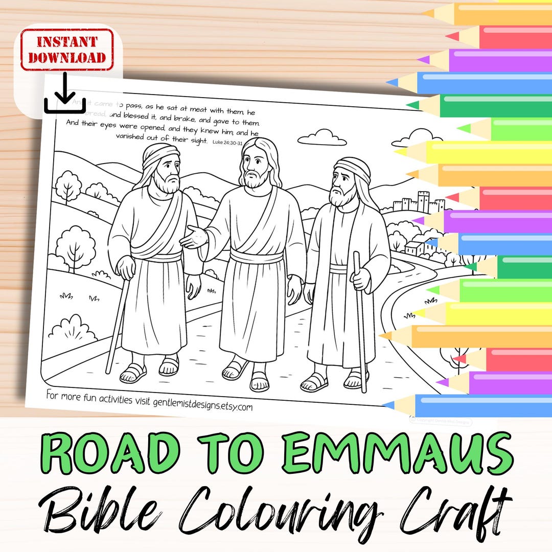 THE ROAD to EMMAUS With Jesus Bible Verse Coloring in Sheet Activity ...