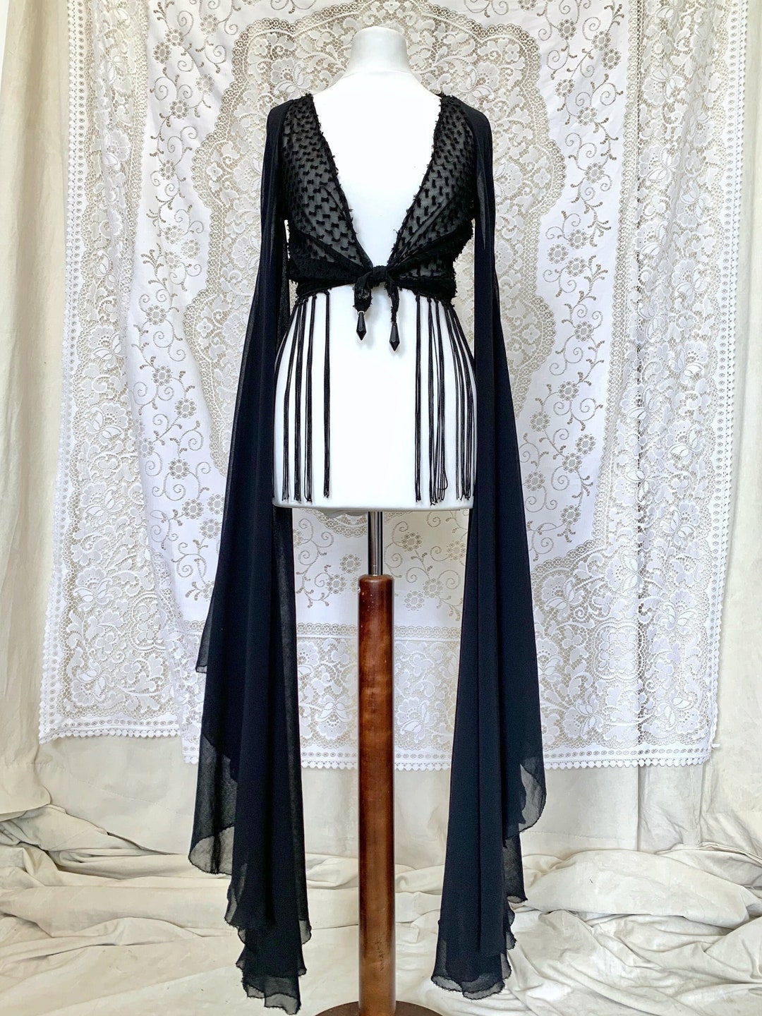 Gothic Bolero Robe Sheer Bodice Vampire Sleeves Negligee - Etsy