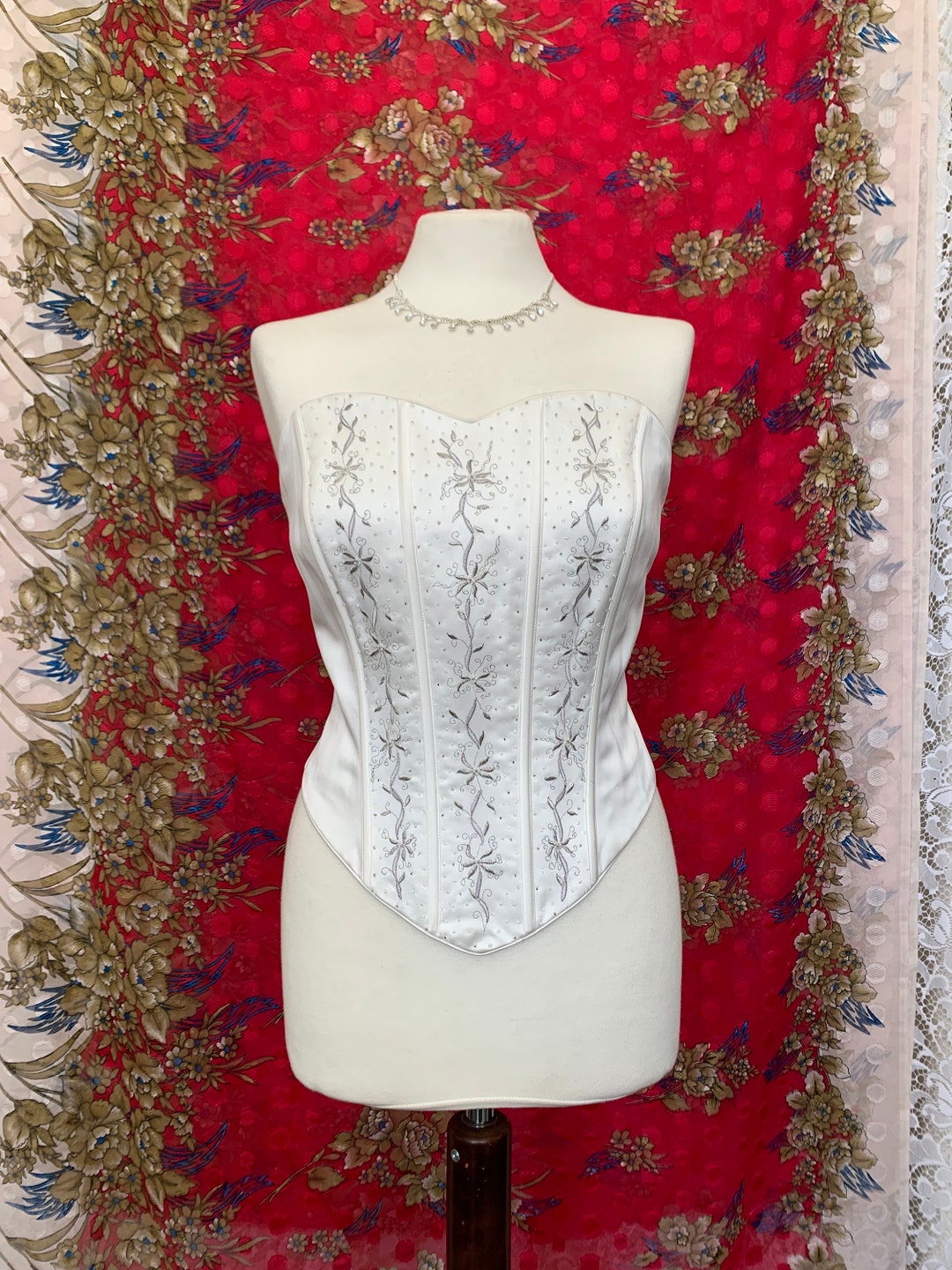 Elven Bridal Corset, Vintage Y2K, White Satin Bodice, Strapless ...