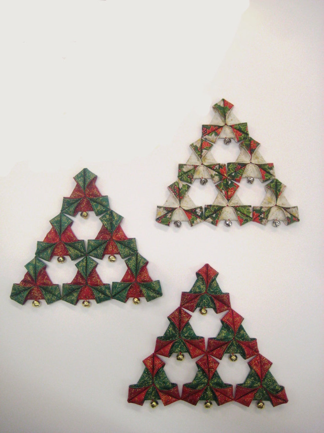 Christmas Triangles Fabric Decoration - PDF Pattern - Fabric Folding ...