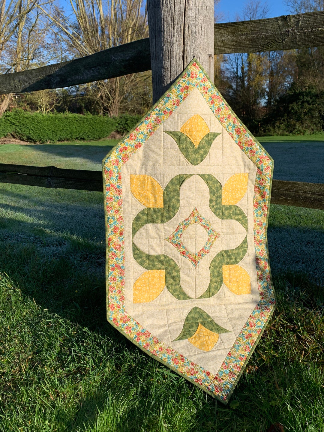 Tulip Table Runner in Yellow, Green and Cream Perfect Decoration for ...