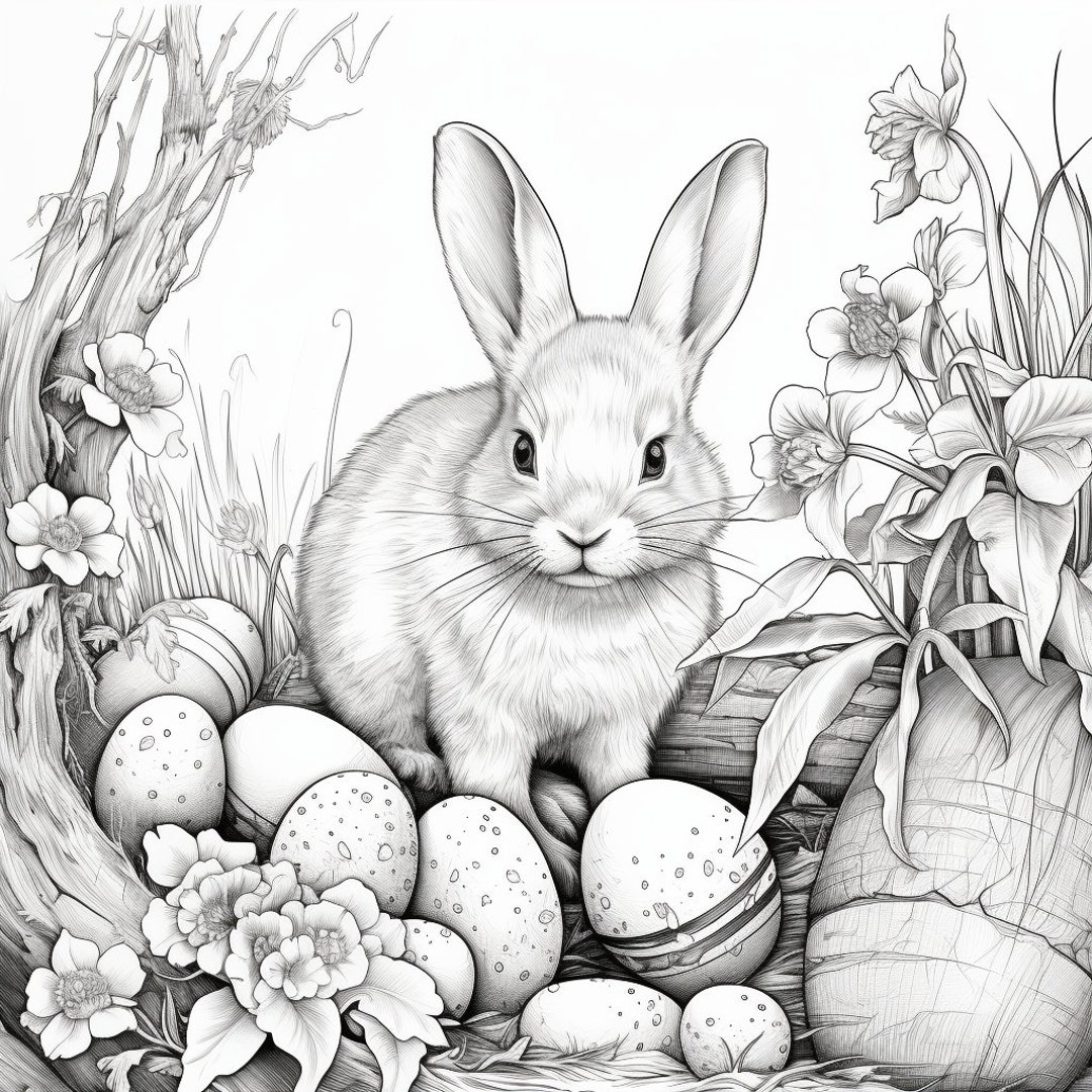 12 Coloring Pages, Easter Themed, Printable and Digital - Etsy