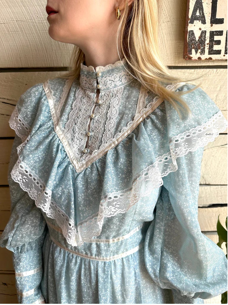 Vintage Gunne Sax Blue Prairie Dress Size 13 Cottagecore - Etsy