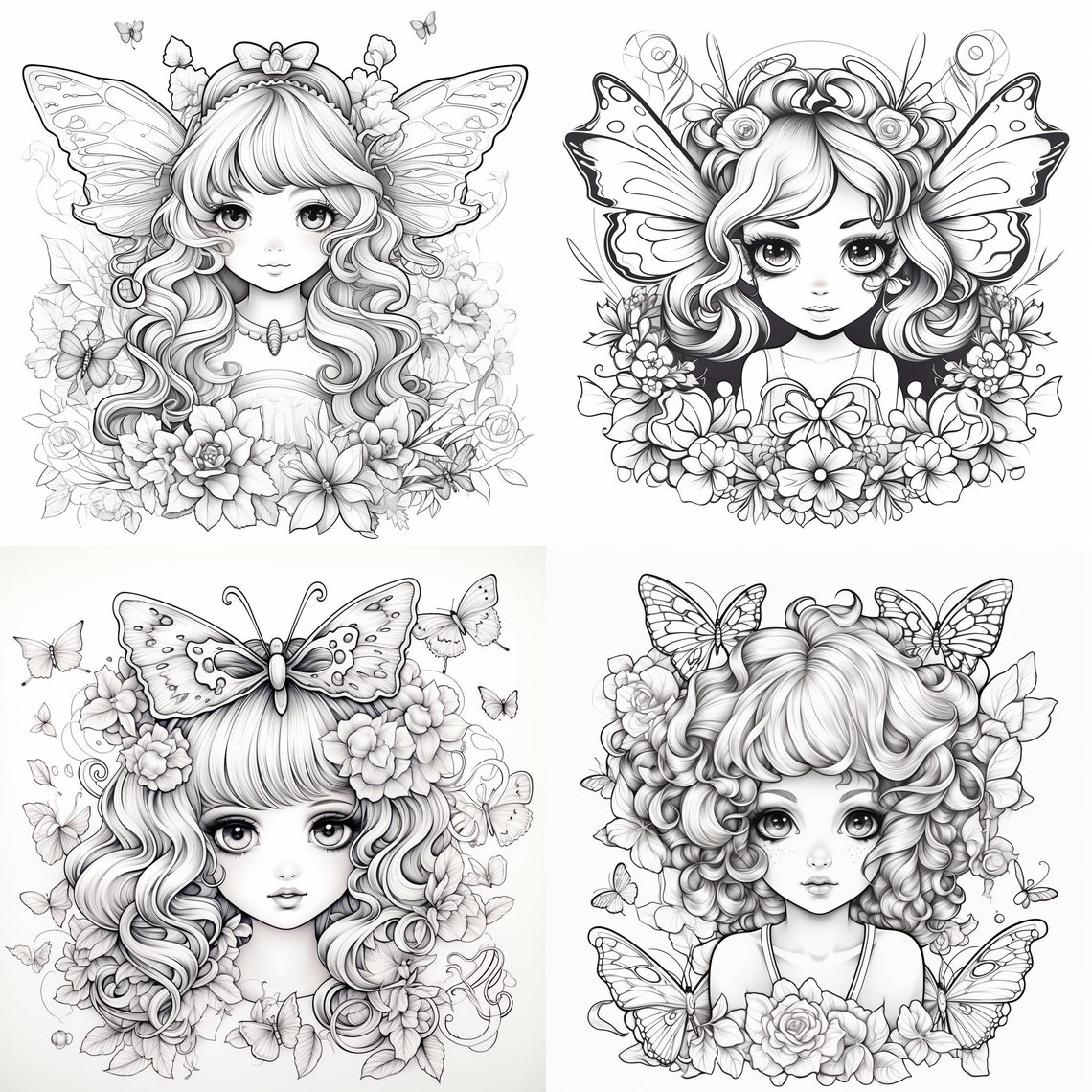 12 Fairy Coloring Pages, Adults and Children Printable and Digital - Etsy