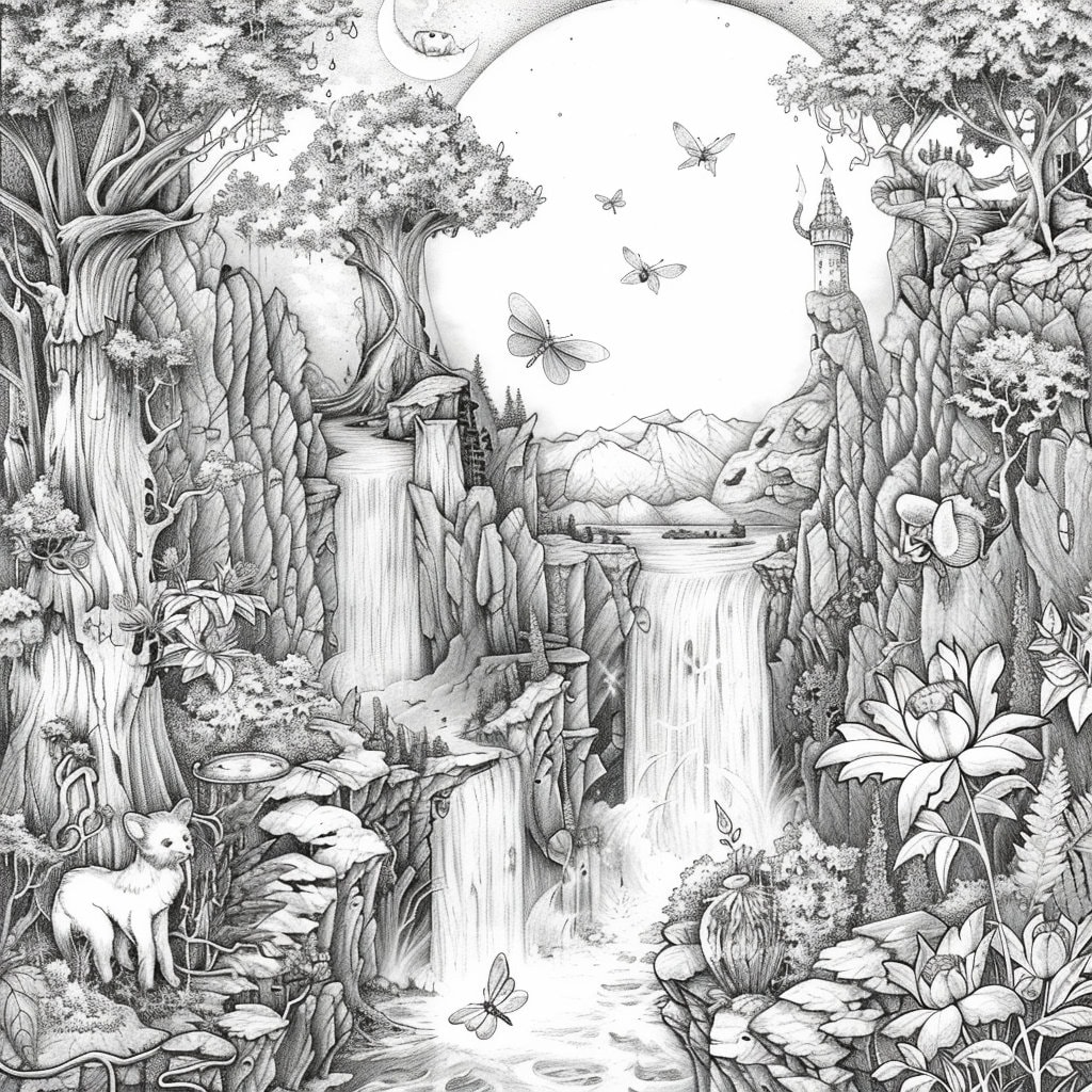 12 High Quality Adult Coloring Page Digital Book Magical Forest Animals ...