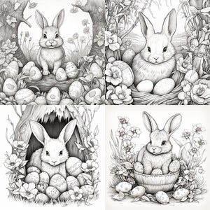 12 Coloring Pages, Easter Themed, Printable and Digital - Etsy